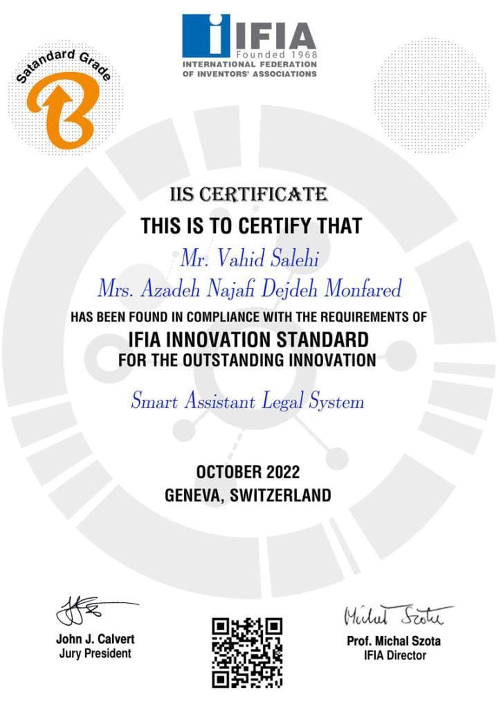 Smart Assistant Legal System - IFIA Innovation Standard Brade B