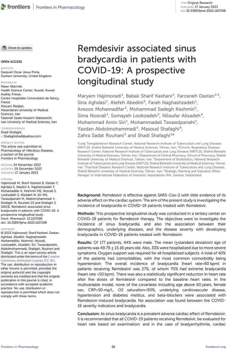 Remdesivir associated sinus bradycardia in patients with COVID-19
